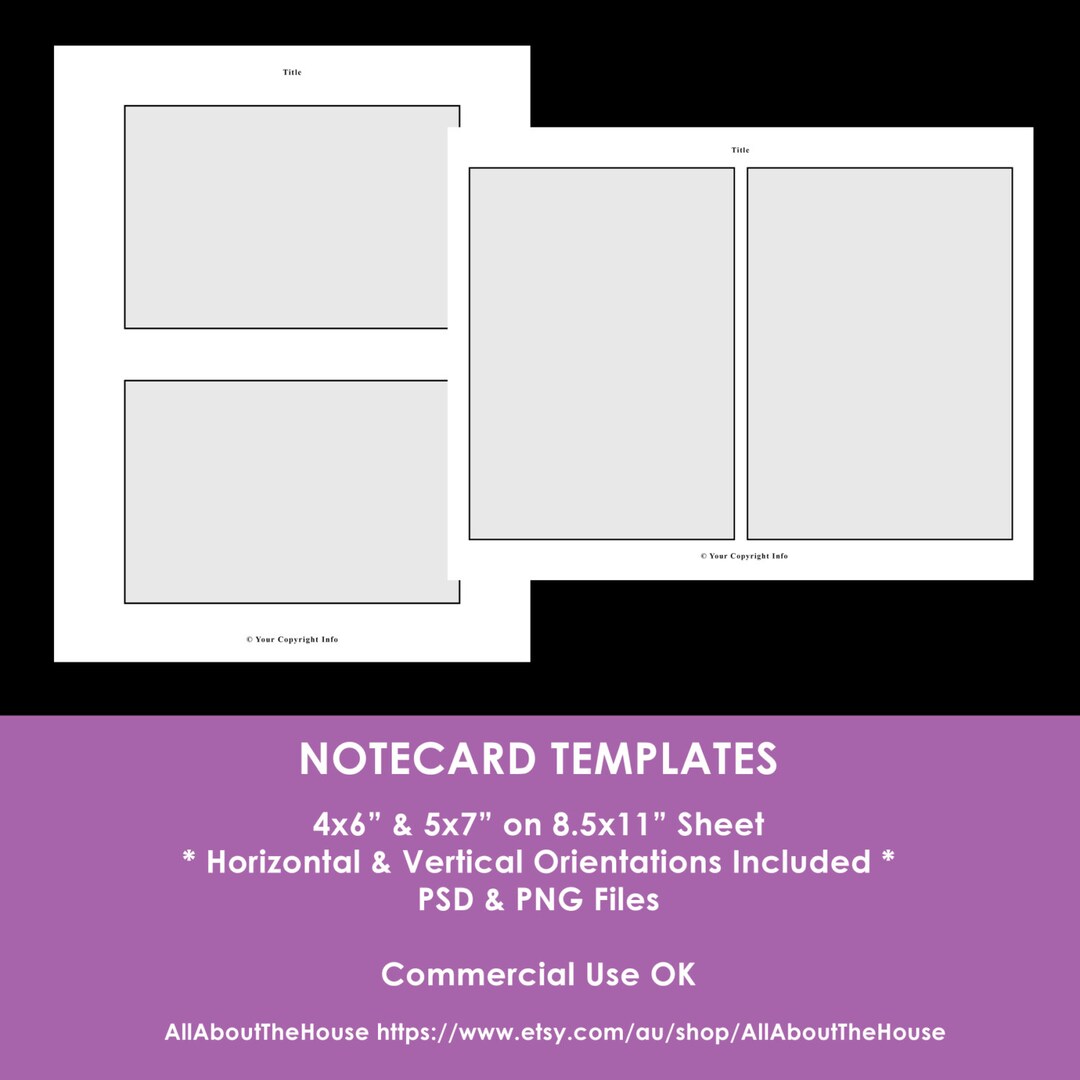 Notecard Photoshop Templates - 4 X 6 Inch -5 X 7 Inch - Digital Collage ...