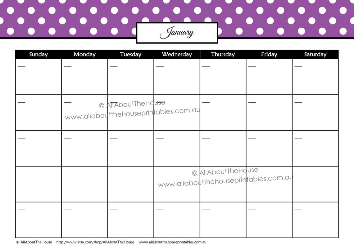 EDITABLE Polka Dot Calendars You Choose 2016 2017 Etc | Etsy