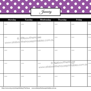 EDITABLE Polka Dot Calendars - You Choose - 2016, 2017 Etc! Perpetual ...