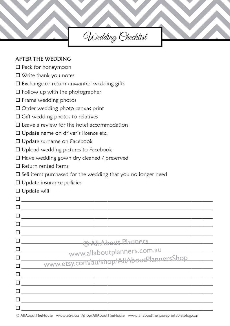 Wedding Checklist Countdown Printable Planner Editable - Etsy