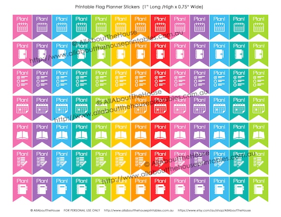 Plan! Printable Planner Stickers Flag Banner Calendar Agenda ...