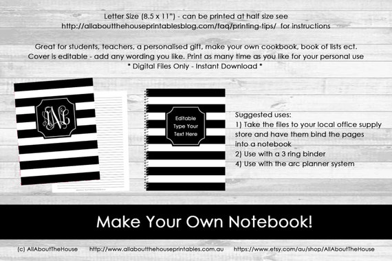 Monogram Printable Chevron Binder