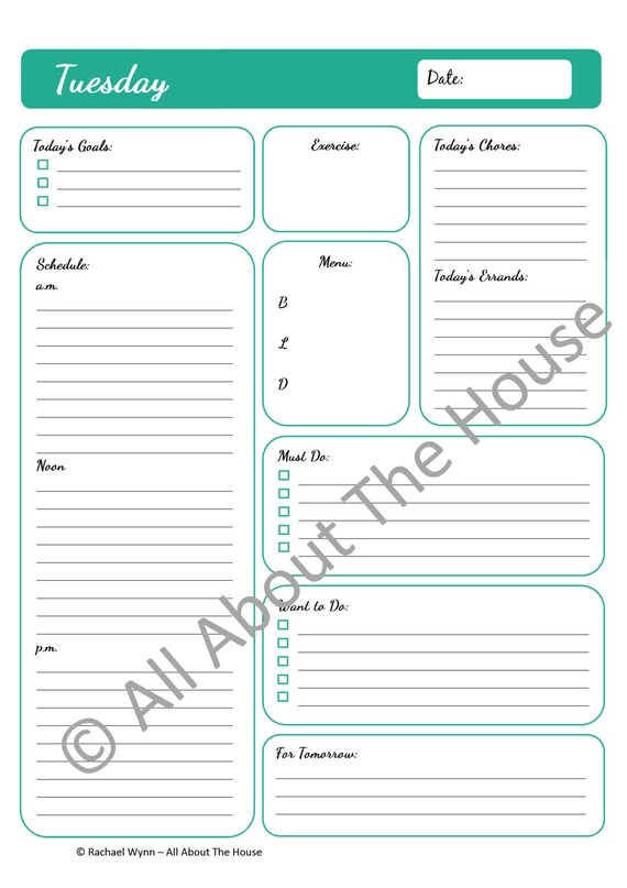 Printable Daily Planners Time Management 7 sheets