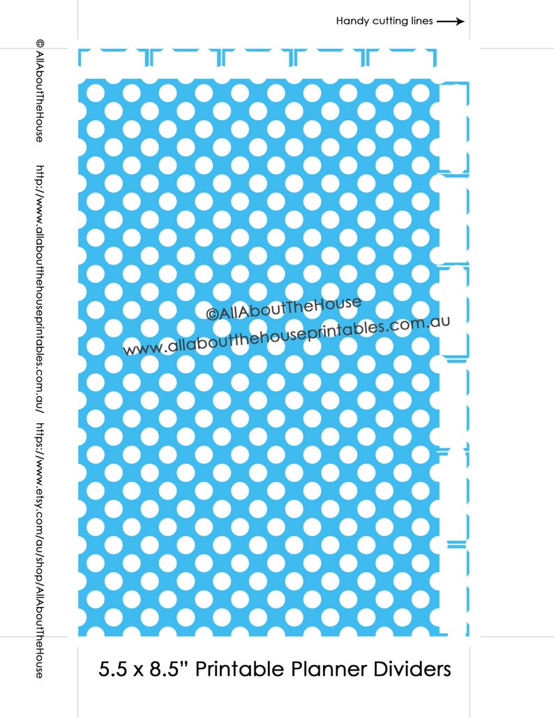 Planner Dividers Half Size Polka Dot Tabbed A5 Junior Arc - Etsy