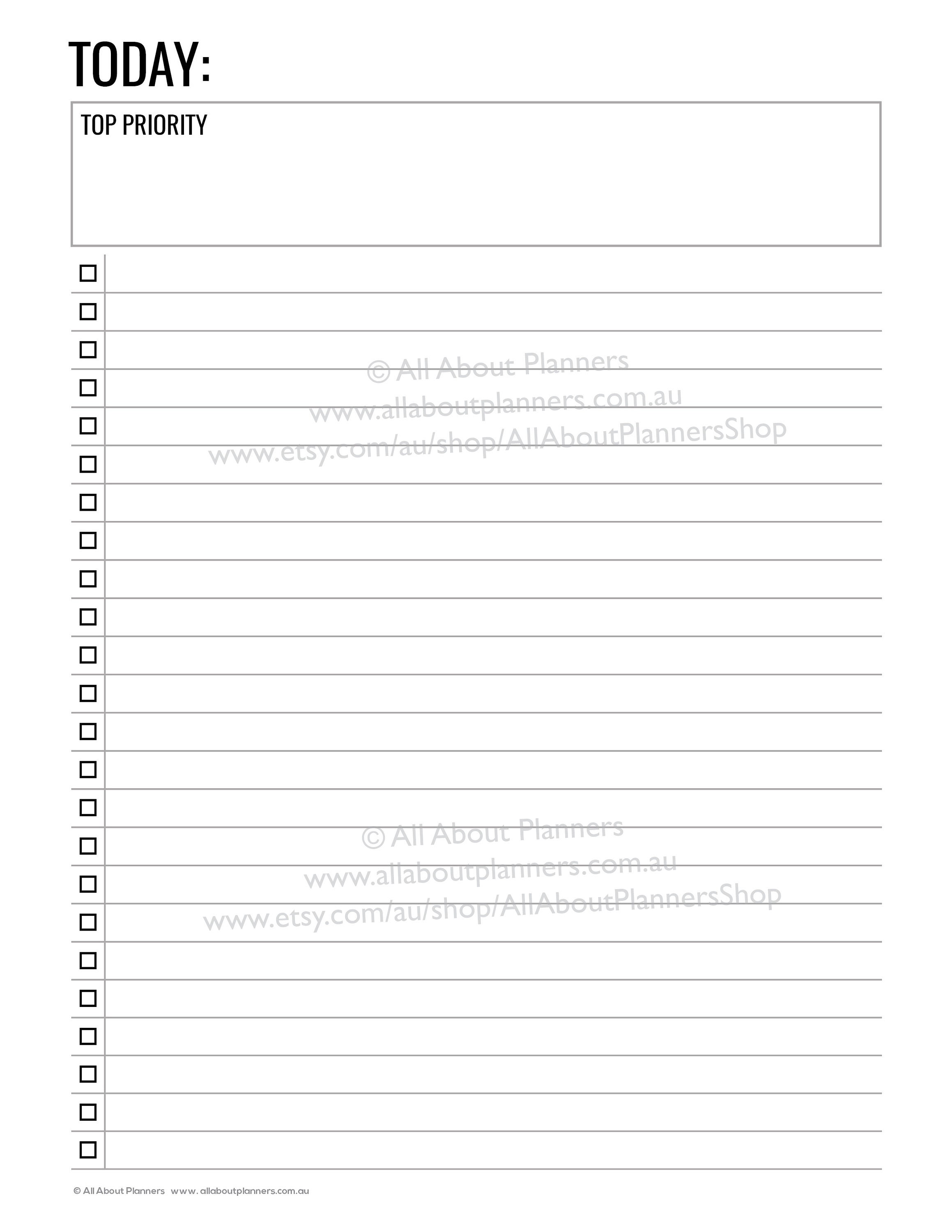 Daily Planner Printable Day to a Page Insert Editable Refill | Etsy