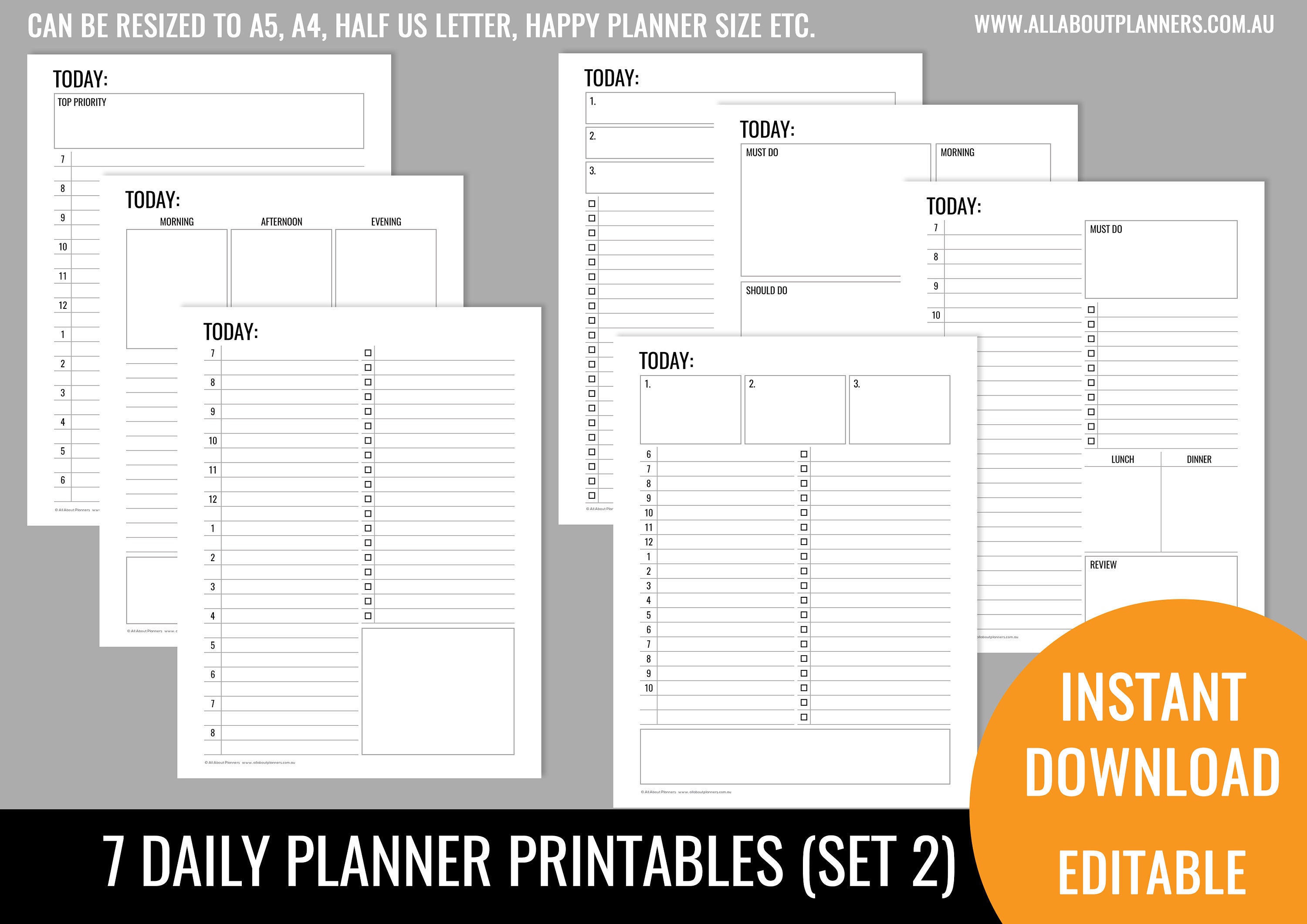 Daily Planner Editable Printable Pdf Insert Refill to Do Quarterly ...