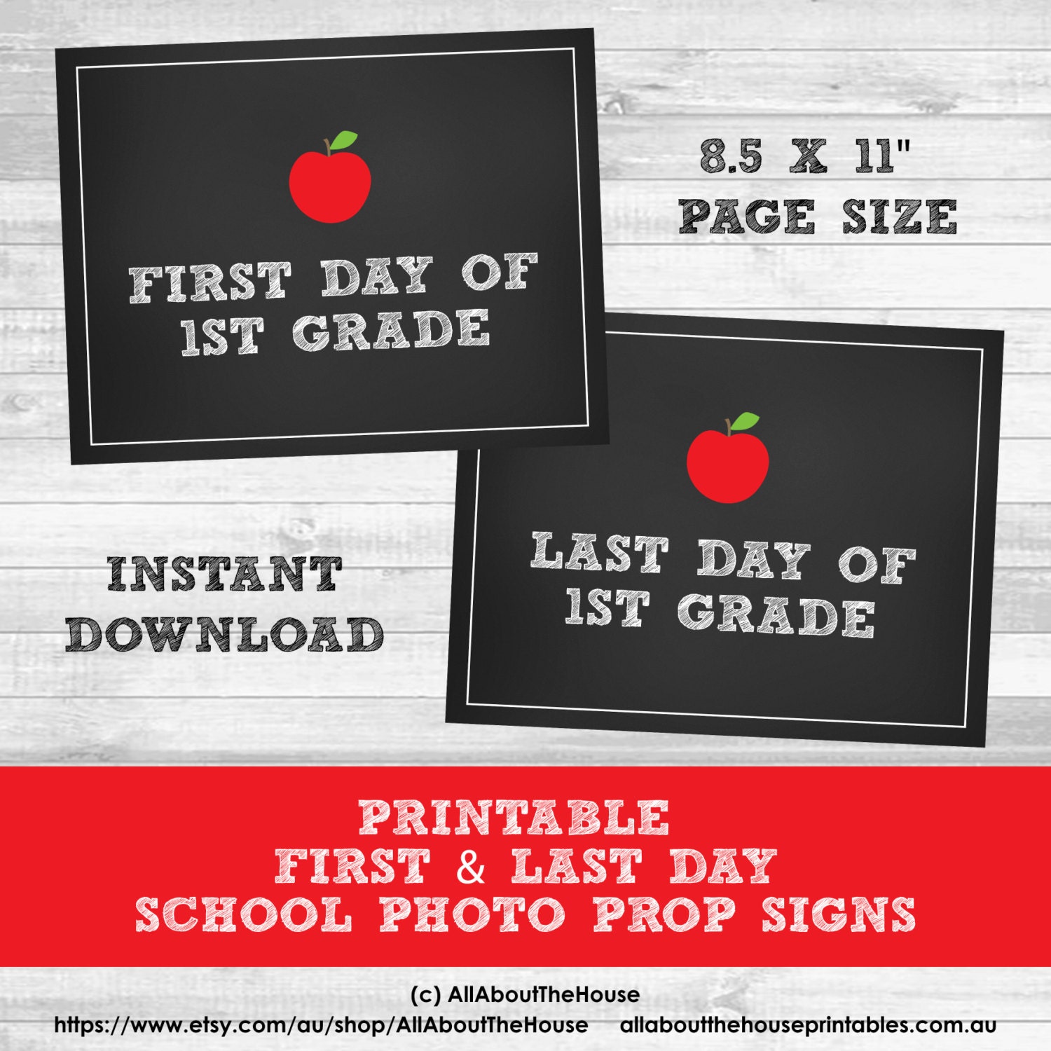 Grade Signs School photo prop printable first day last day | Etsy