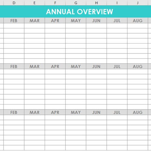 Annual Overview Spreadsheet Excel Routine Task Goals Google - Etsy