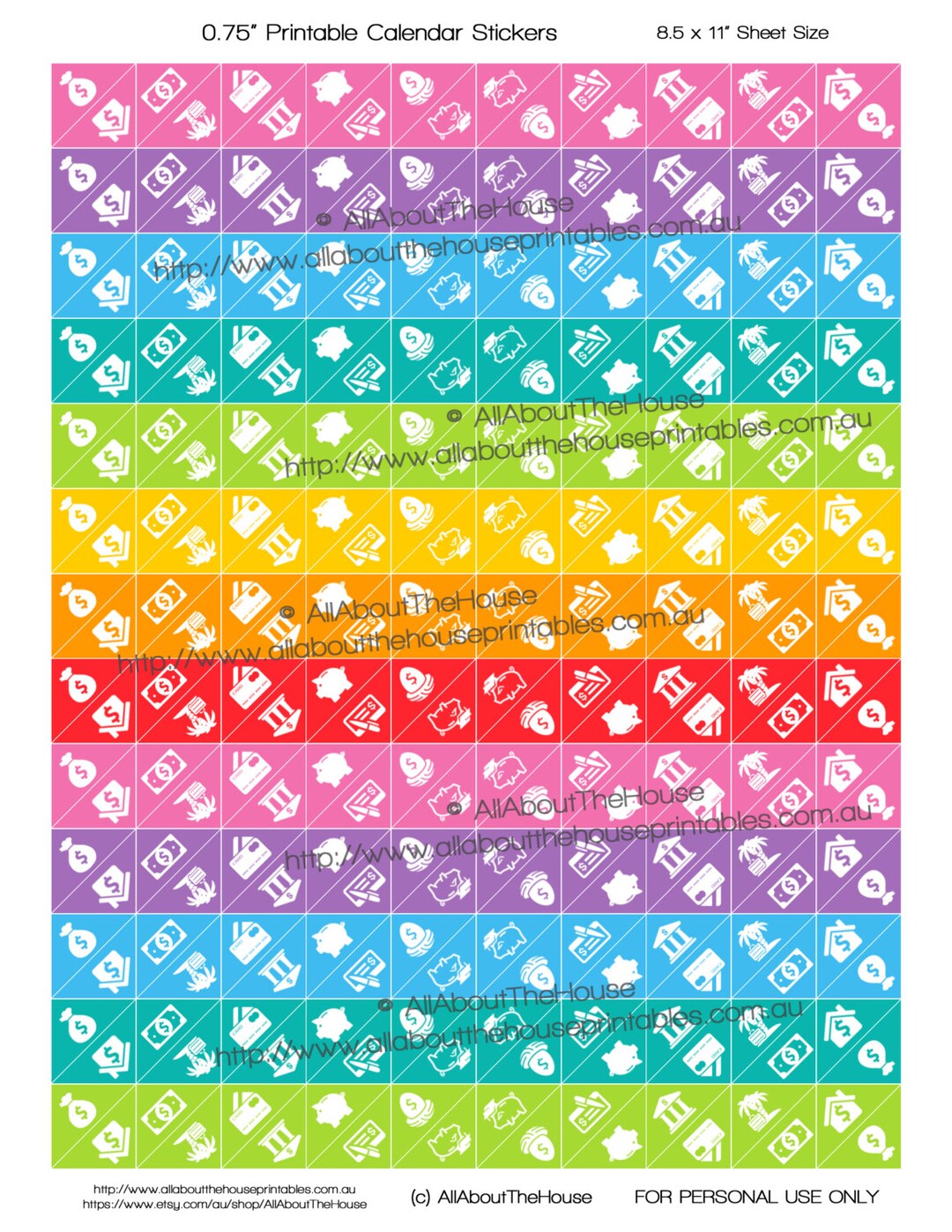 Money Planner Stickers Printable Calendar Payday Corner Payments Saving ...