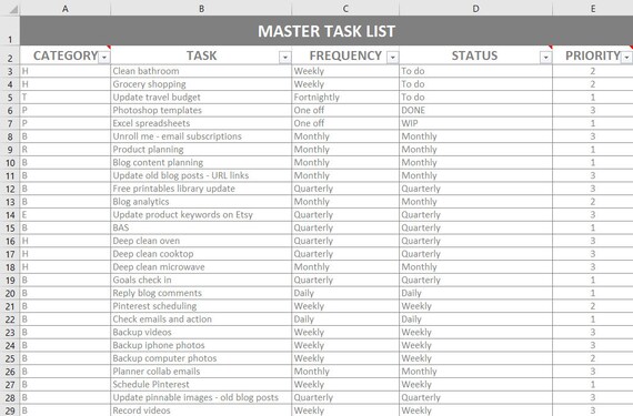 Daily Weekly Monthly Task List Template For Your Needs