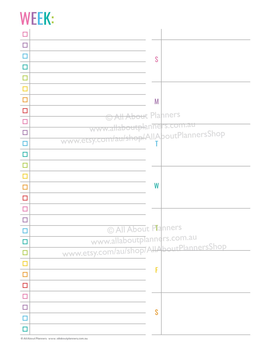 Weekly Planner Printable 1 Page Spread Insert Editable Refill to Do ...