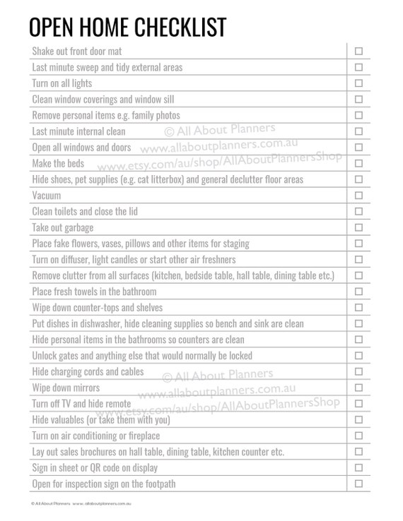 Real estate agent open home checklist professional photos prep listing ...