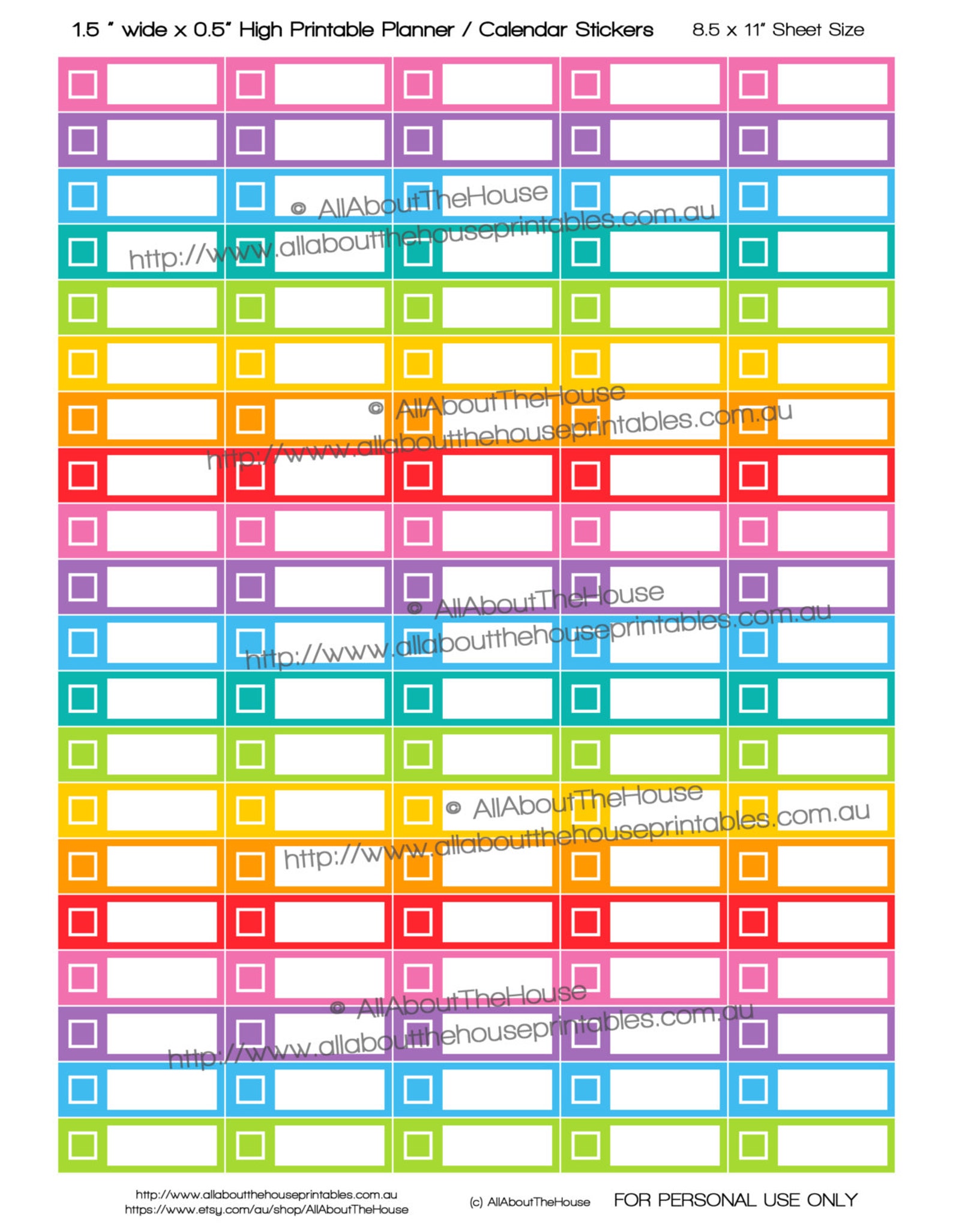 Checkbox to Do Planner Stickers Printable 1.5w X 0.5h Ticked Checkbox ...