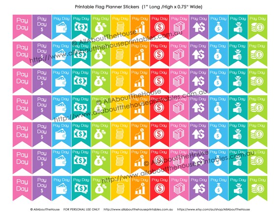 Payday Flag Printable Planner Stickers Banner Calendar Agenda ...