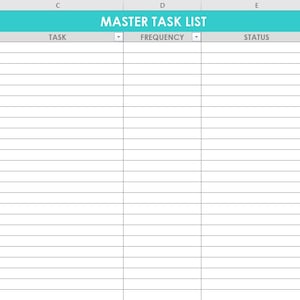 To Do List Master Task List Spreadsheet Excel Google Sheet Organize Daily Weekly Monthly Tasks ...