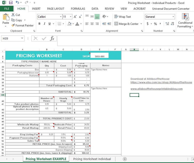 Pricing Calculator Shop Management Tool Etsy Sellers Handmade Product ...