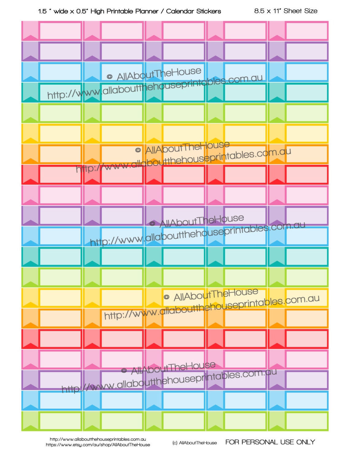 Flag Planner Stickers Printable 1.5w x 0.5h | Etsy