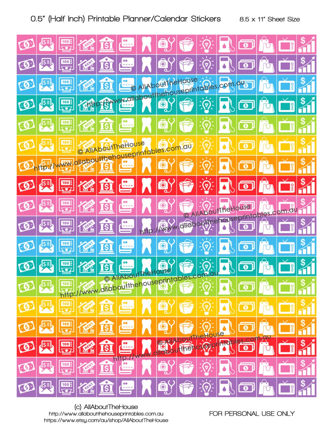 Money Planner Stickers Icon Bills Payday Mortgage Student Loan Reminder ...