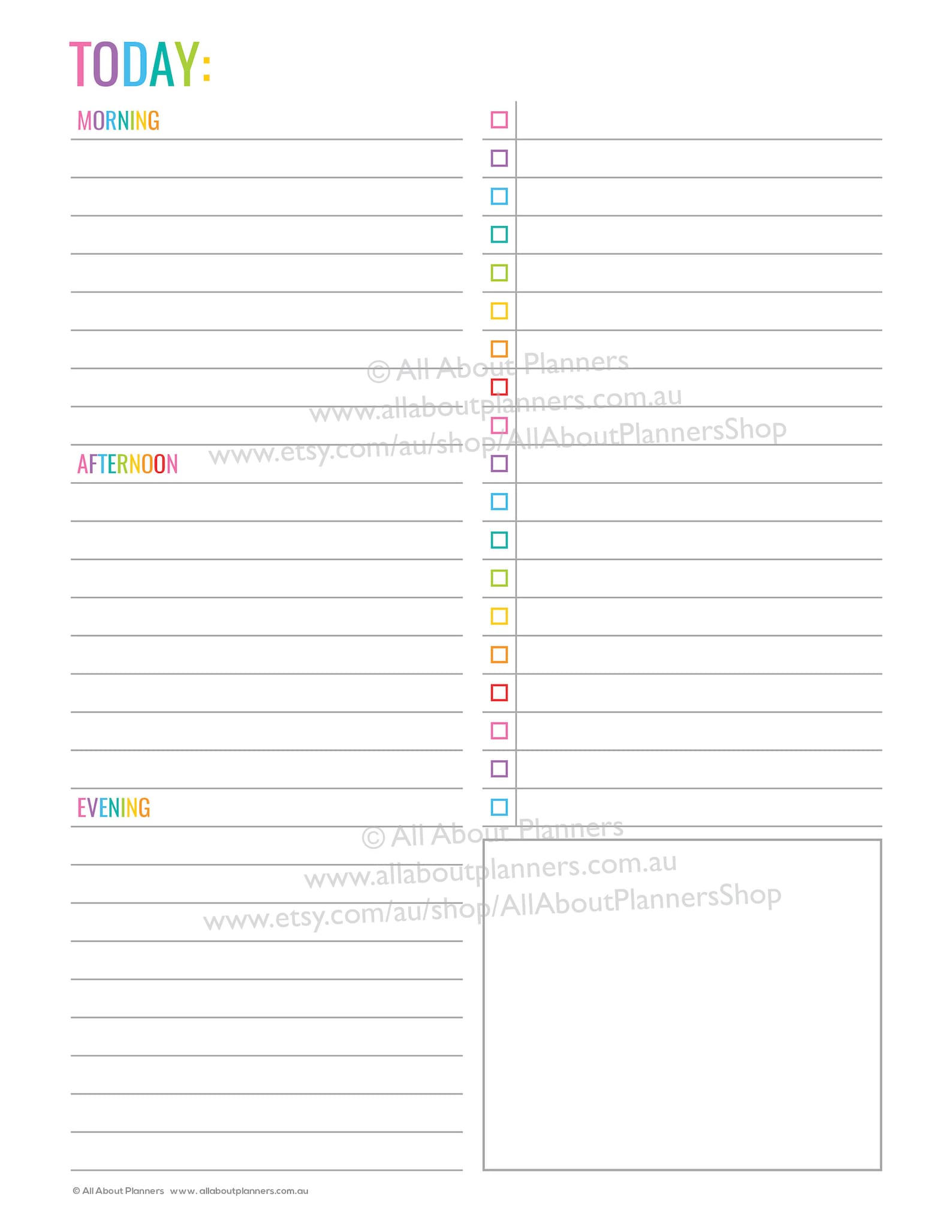 Daily Planner Printable Editable Morning Afternoon Schedule Checklist ...