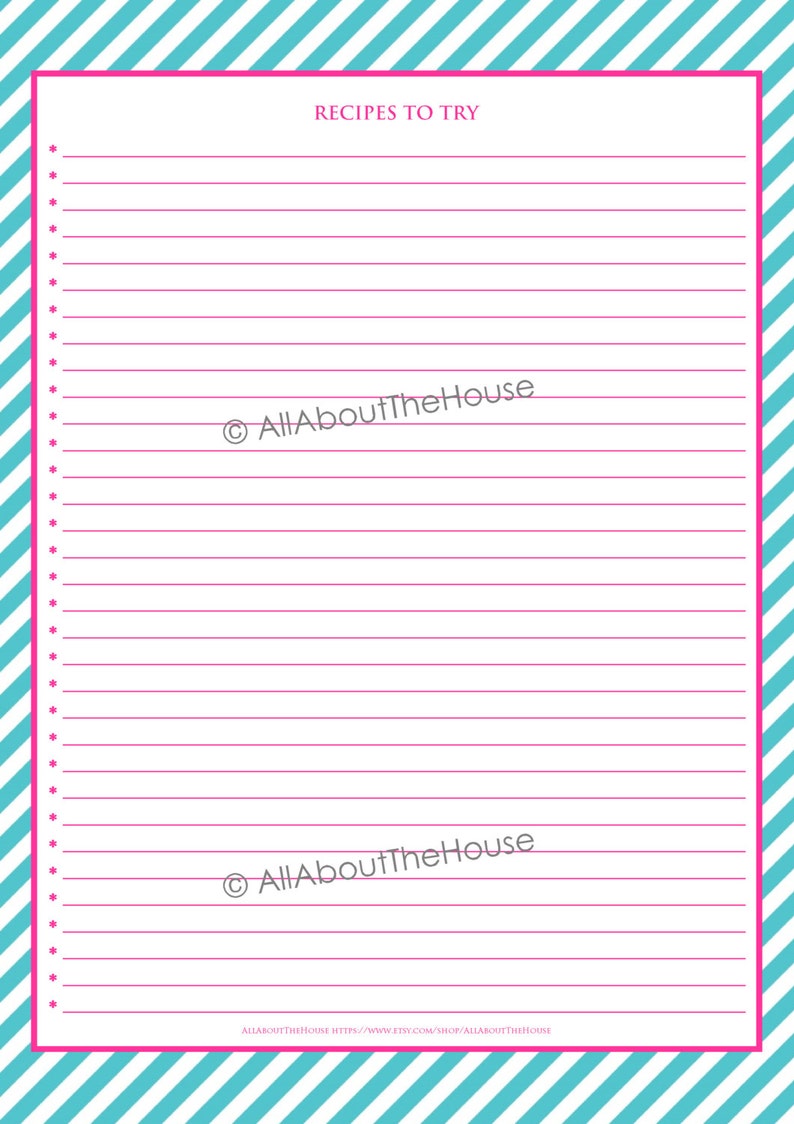 EDITABLE Recipe Binder Printables Recipe Sheet Recipe Card Recipes to ...