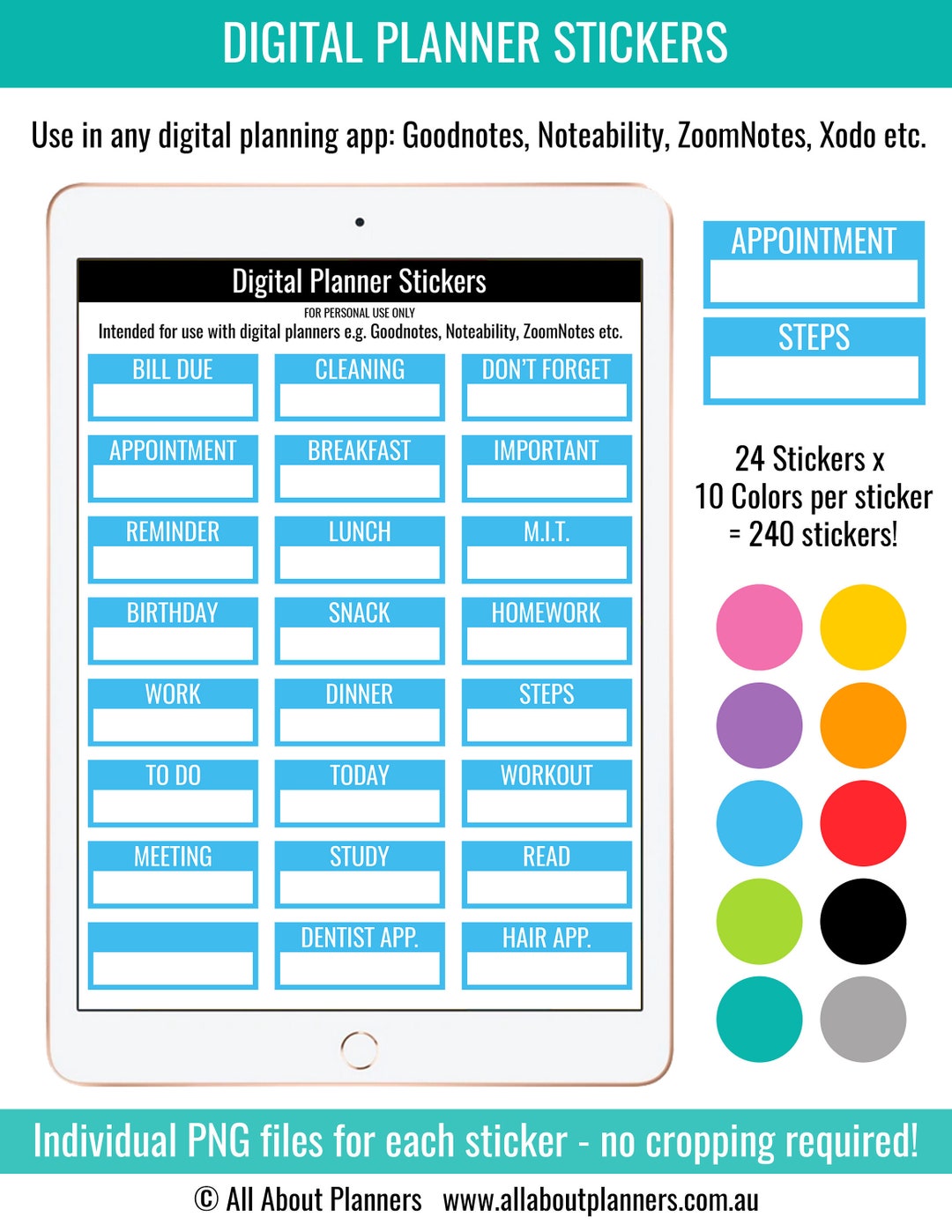 Digital Planner Stickers Labels Appointments Reminders Budget Bill Due ...