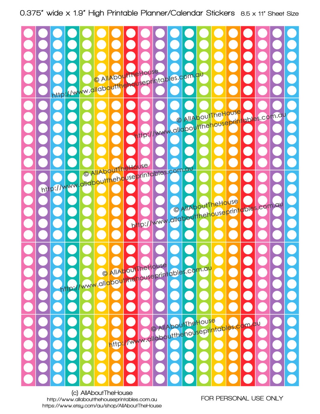 Checklist Printable Calendar / Planner Stickers 1.9" Long X 0.375" Wide ...