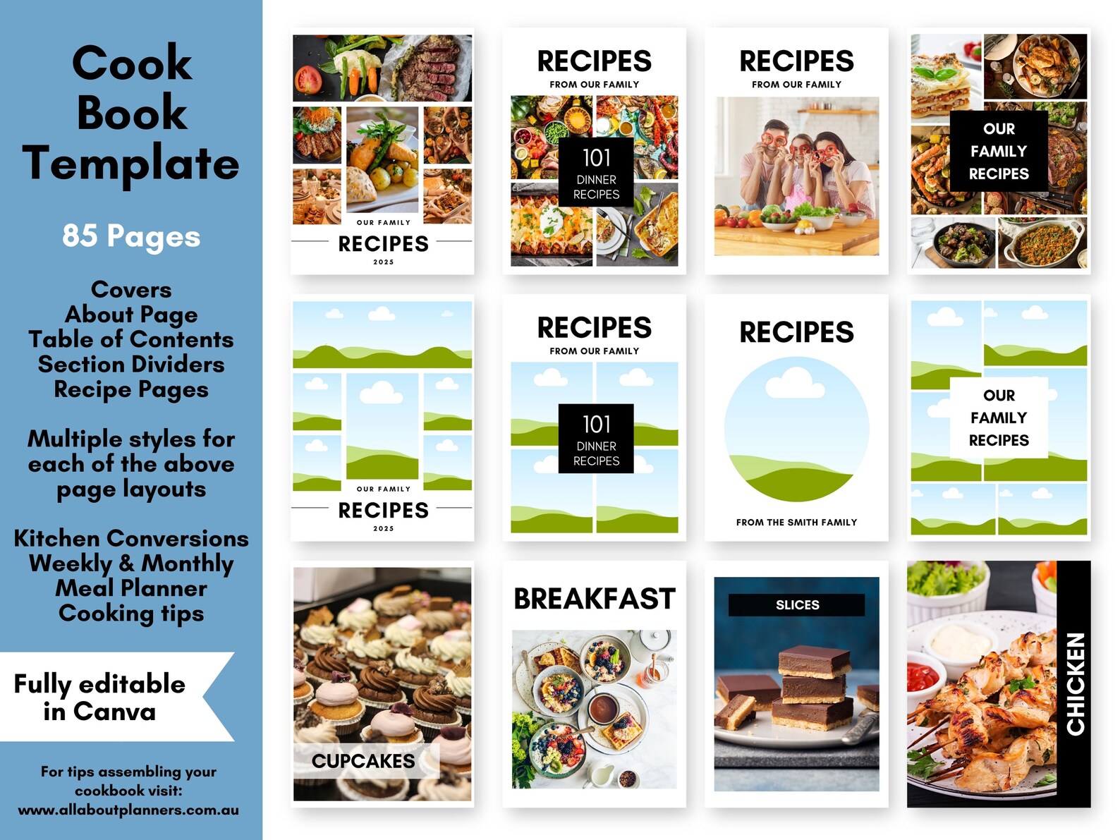 Recipe Book Template, Canva Cook Book Template, Editable Recipe Ebook ...