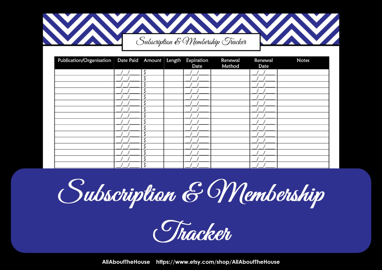 Subscription & Membership Tracker Printable Organising - Etsy