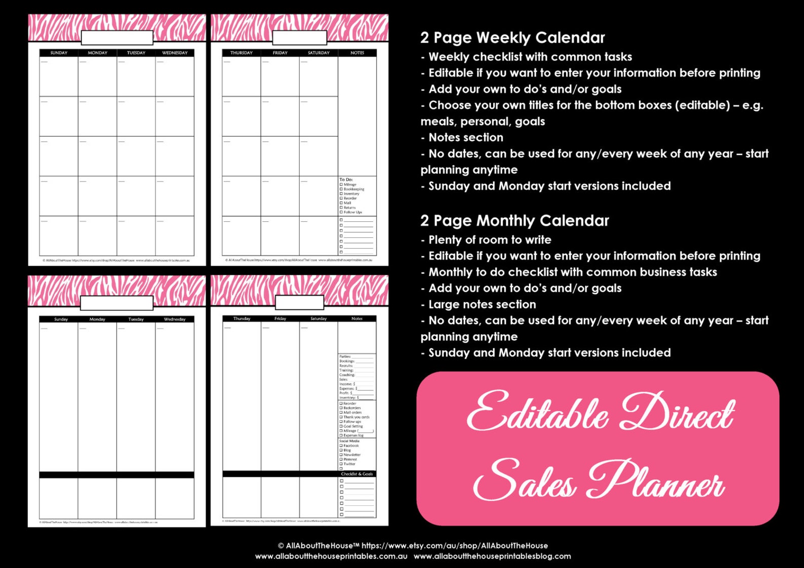 Direct Sales Planner Editable Business Planner Binder Printables ...