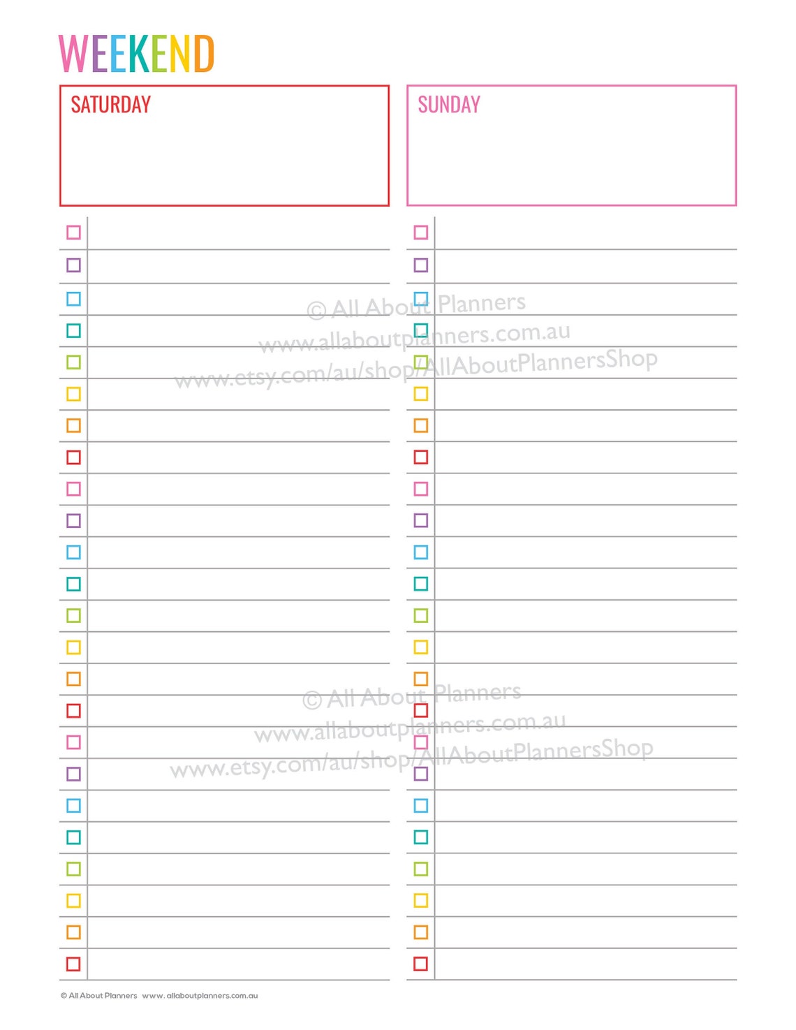 Weekend planner printable editable checklist cleaning shopping | Etsy