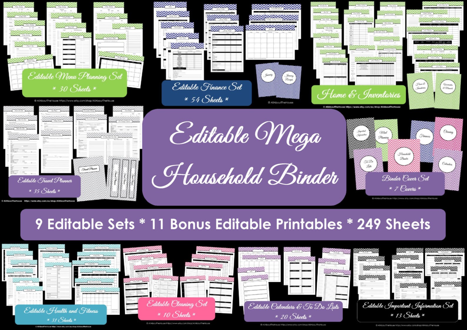 EDITABLE Household Binder Printables Home Binder Cover - Etsy