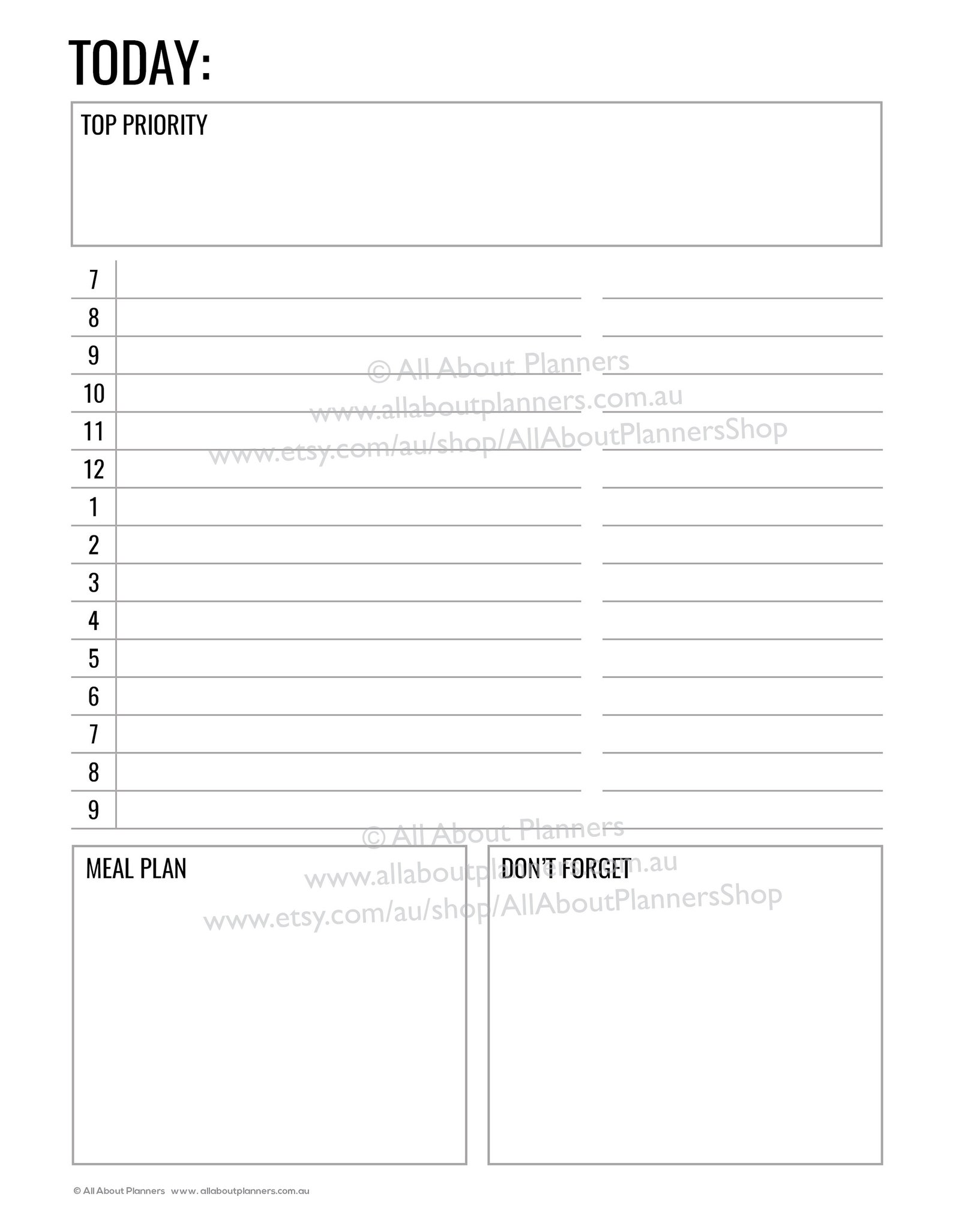 Daily Planner Printable Day to a Page Insert Editable Refill | Etsy