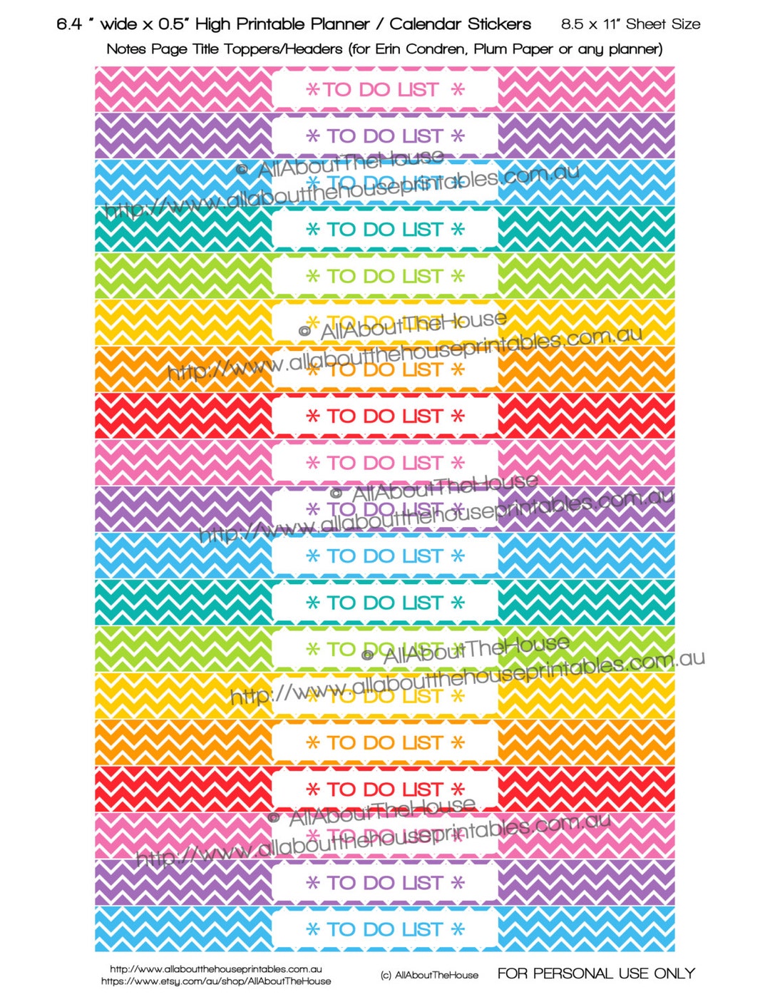 Notes Page Title Topper Header Planner Stickers Checklist Printable to ...