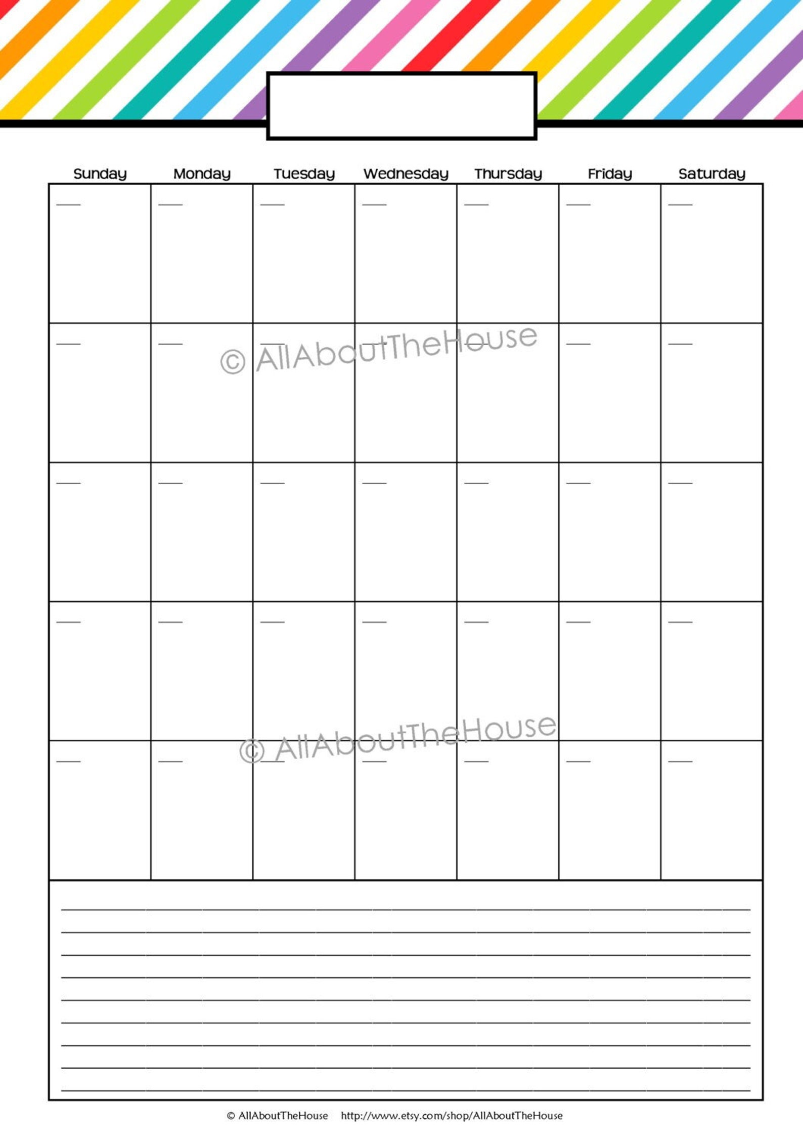 Planner Binder Calendar Day Planner Printable Day to a Page Rainbow PDF ...