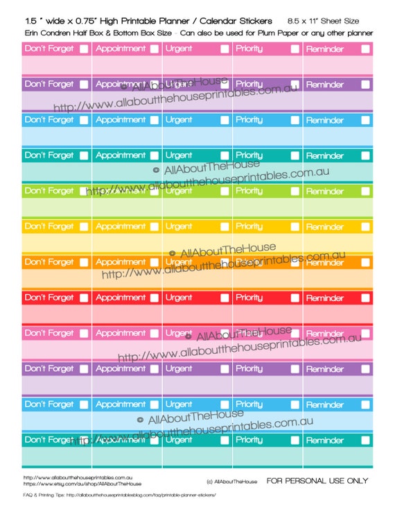 Printable Planner Stickers Reminder Priority Urgent Don't Forget ...