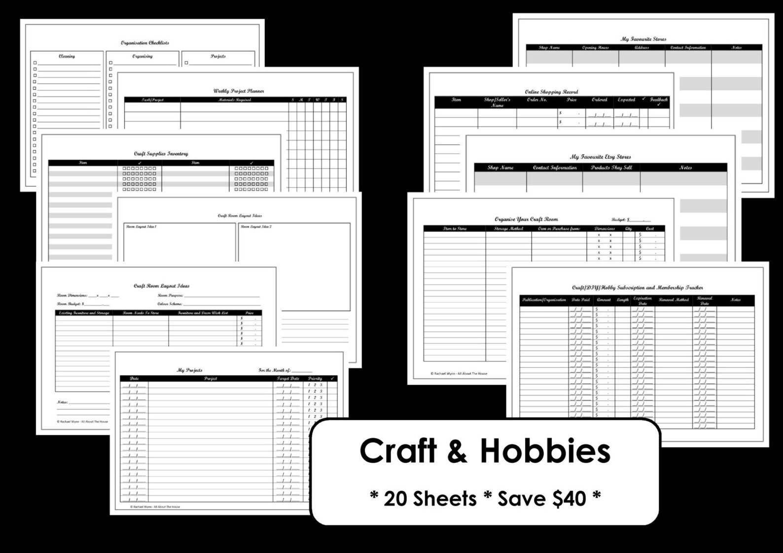 Craft Hobby DIY Printables Organisation Household Binder - Etsy