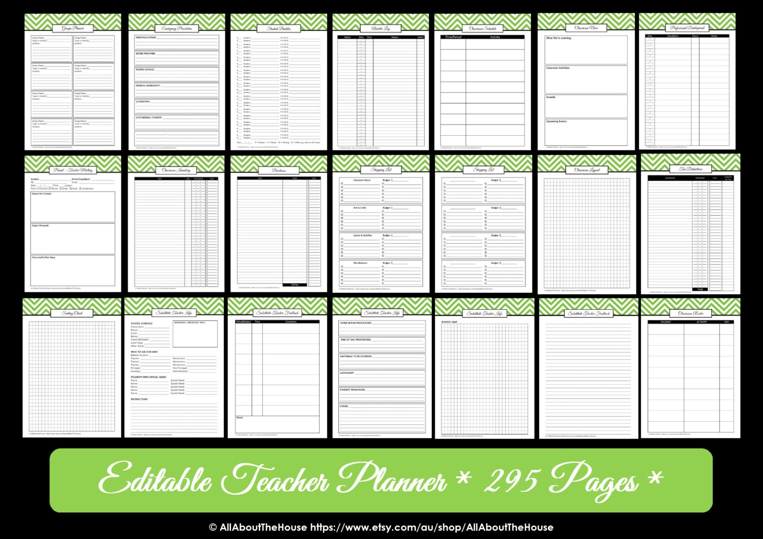 BLACK EDITABLE Teacher Planner Printable School Homeschool Lesson ...