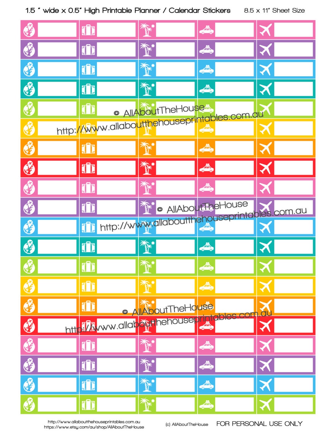 Travel Planner Stickers Printable Vacation Holiday Camping Cruise Plane ...