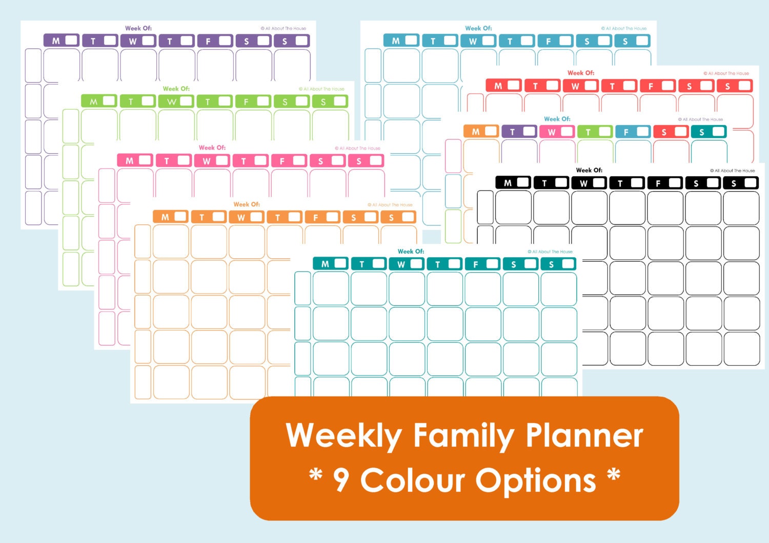 Printable Weekly Planner Rainbow Monthly Calendar Multicoloured Monday ...