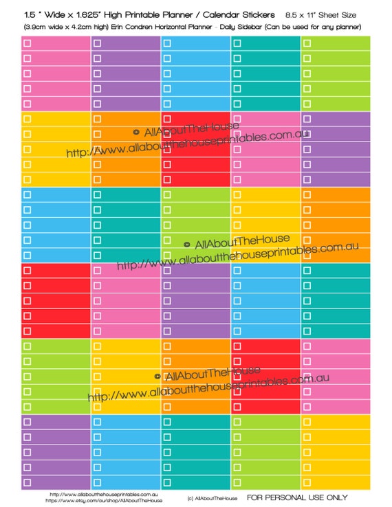 Checklist Planner Stickers made for Erin Condren Horizontal Printable ...