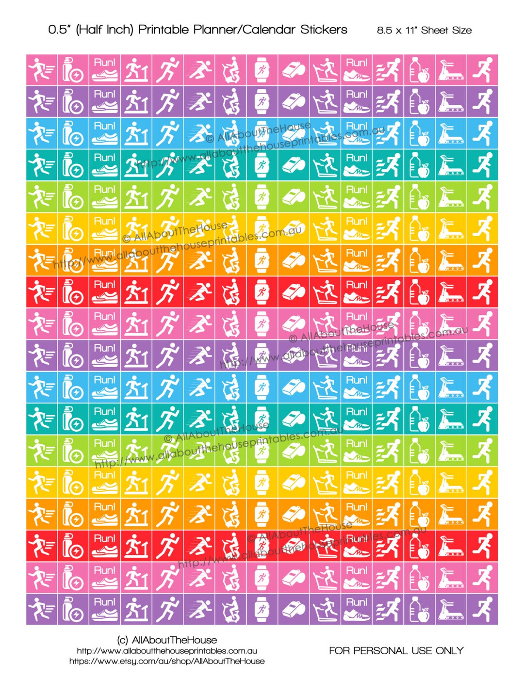 Health Fitness Gym Planner Stickers Printable Calender Stickers 1/2 ...