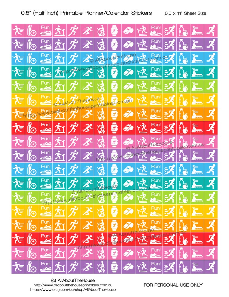 Health Fitness Gym Planner Stickers Printable Calender Stickers 1/2 ...