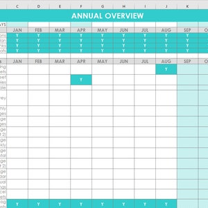 Annual Overview Spreadsheet Excel Routine Task Goals Google Sheet ...