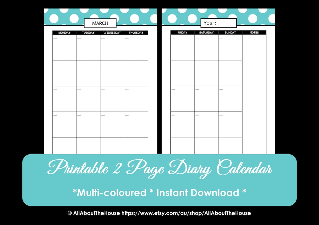 Calendar Printable Perpetual Polka Dot Calendar 2022 2023 Calendar 2 ...