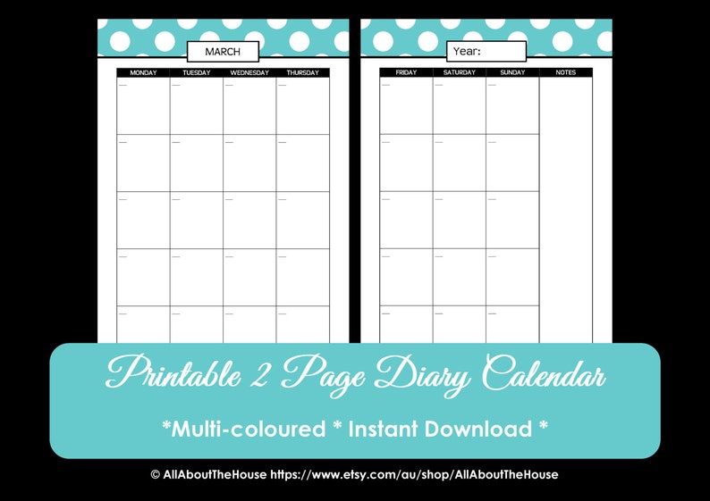 Calendar Printable Perpetual Polka Dot Calendar 2022 2023 Calendar 2 ...