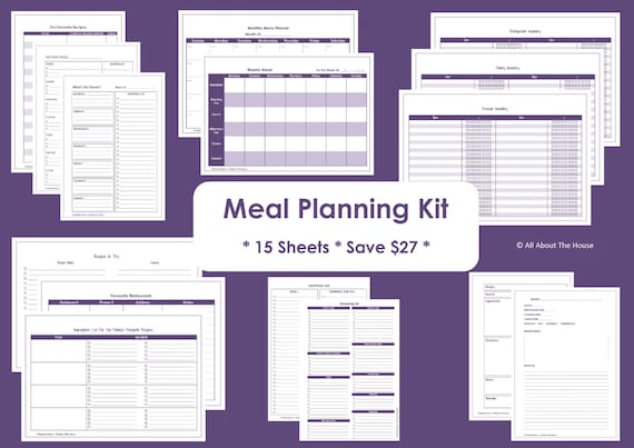 Menu Planner Printables - Meal Planning Organisation - Household Binder ...