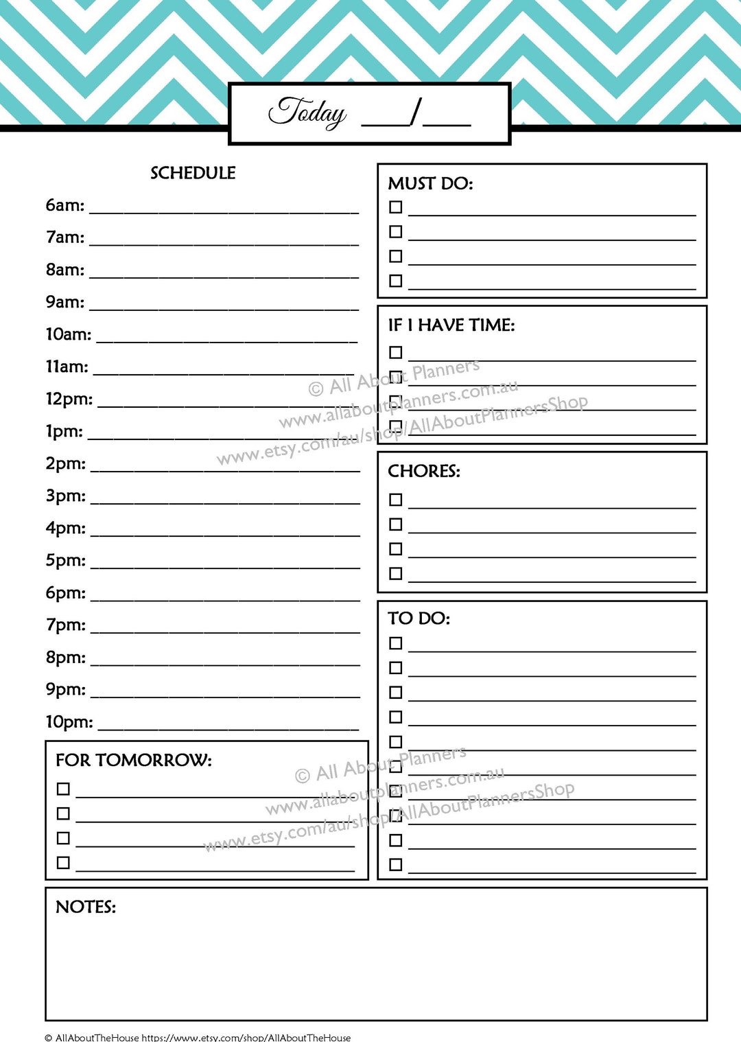 Daily Planner Printable Editable Day to a Page Scheduling Checklist ...