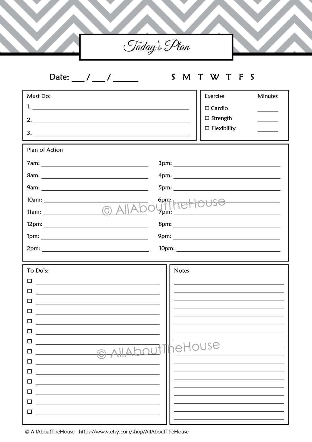EDITABLE Printable Daily Planner 1 Page per Day Scheduling - Etsy