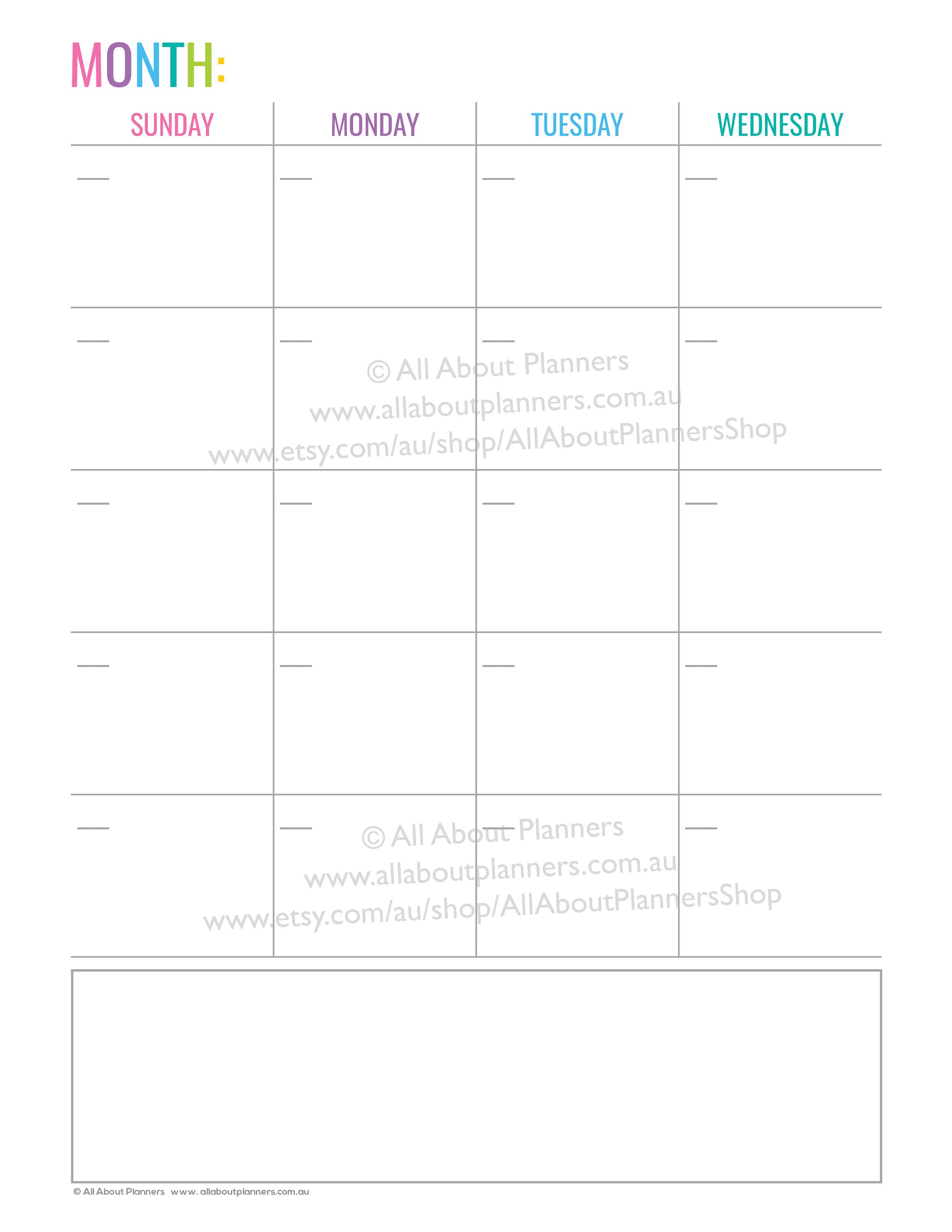 Editable Printable Monthly Calendar Planner Insert Refill Goals Monday ...