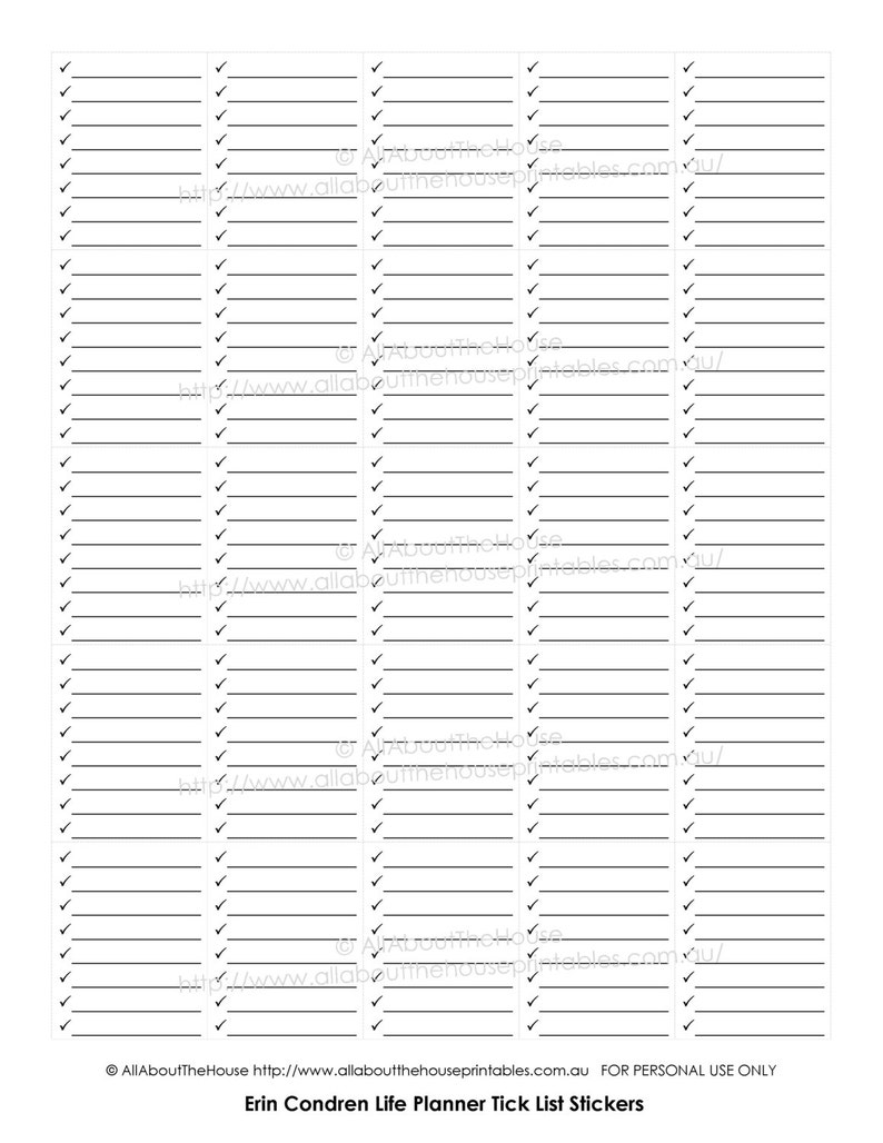 Printable Tick List Calendar Planner Stickers Checklist Full - Etsy ...